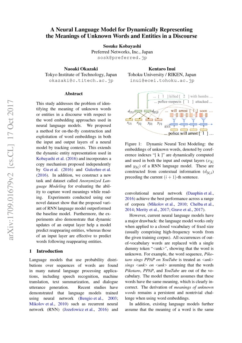 A Neural Language Model For Dynamically Representing The Meanings Of Unknown Words And Entities