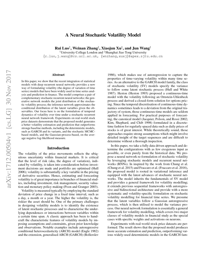 A Neural Stochastic Volatility Model | DeepAI