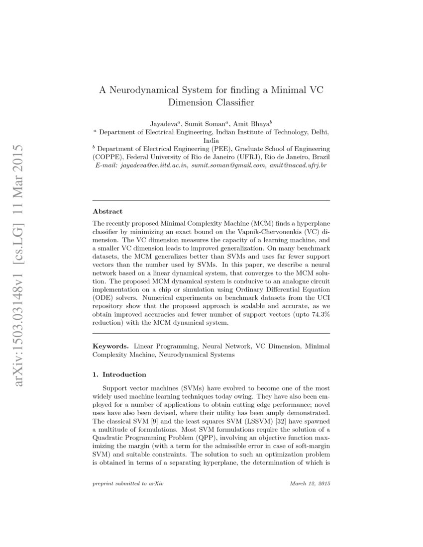A Neurodynamical System For Finding A Minimal Vc Dimension Classifier Deepai 9578
