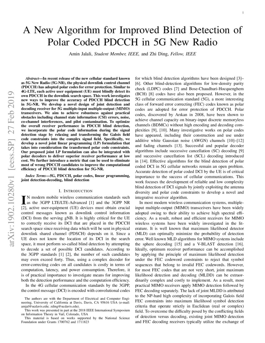 A New Algorithm For Improved Blind Detection Of Polar Coded Pdcch In 5g