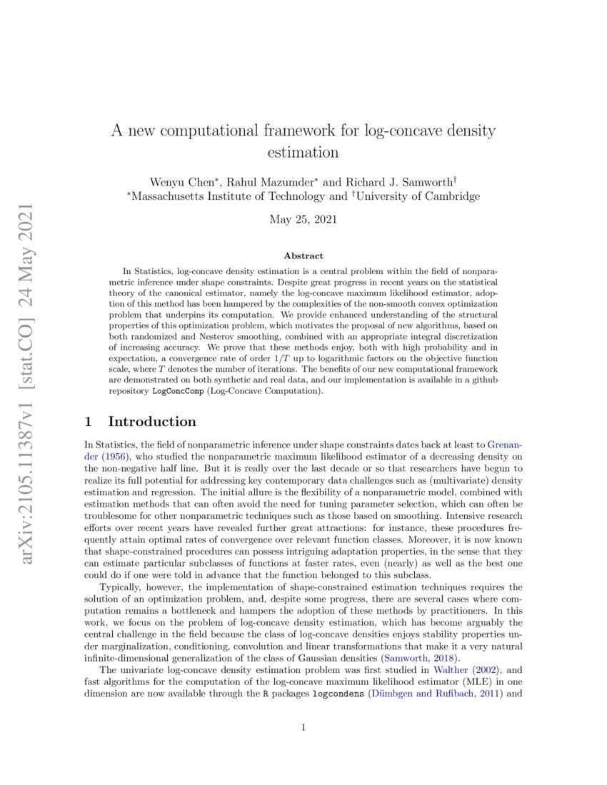 A New Computational Framework For Log Concave Density Estimation Deepai