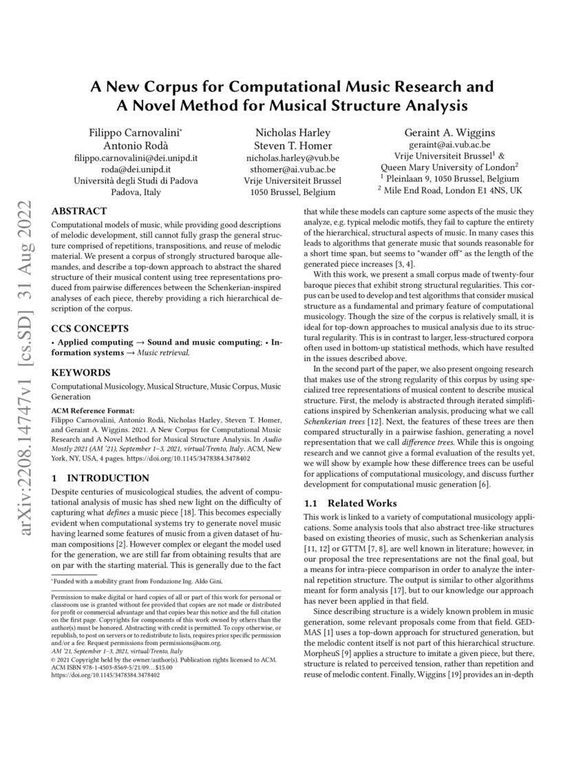 A New Corpus for Computational Music Research and A Novel Method for Musical Structure Analysis ...