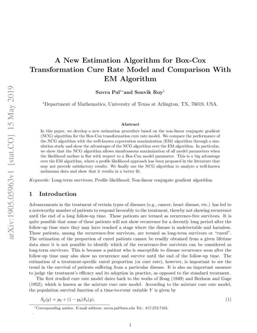 A New Estimation Algorithm For Box Cox Transformation Cure Rate Model And Comparison With Em
