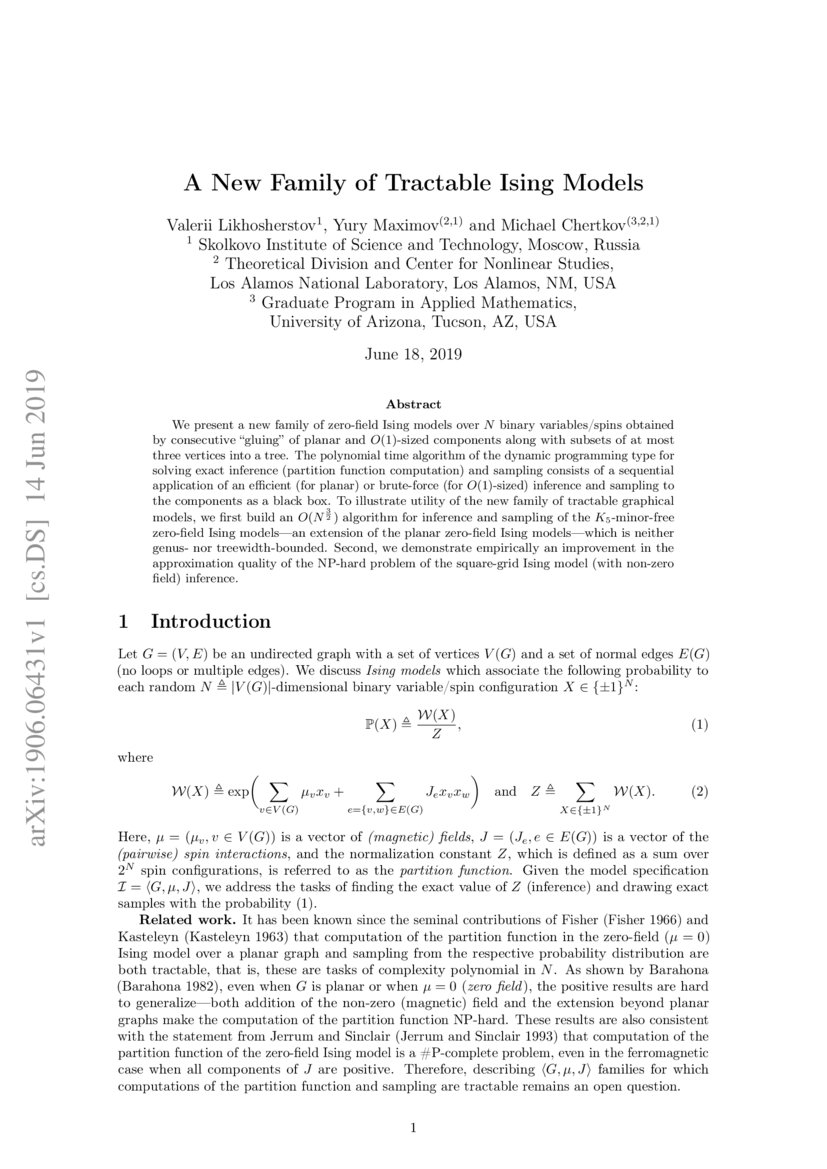 A New Family of Tractable Ising Models | DeepAI