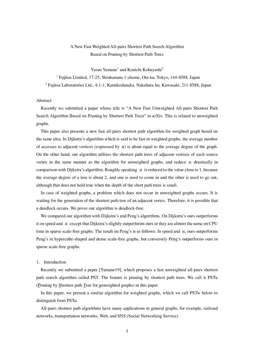 A New Fast Weighted All Pairs Shortest Path Search Algorithm Based On Pruning By Shortest Path