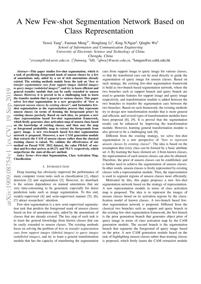 A New Few-shot Segmentation Network Based on Class Representation | DeepAI