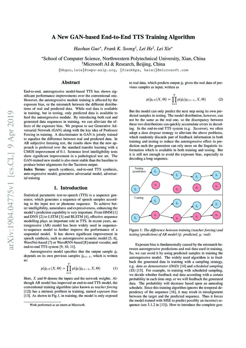 A New GAN-based End-to-End TTS Training Algorithm | DeepAI
