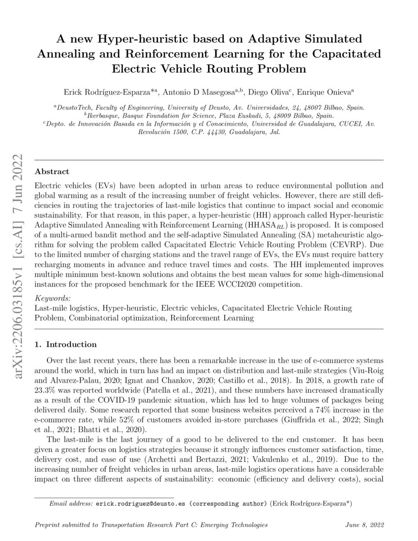 A new Hyper-heuristic based on Adaptive Simulated Annealing and ... A new Hyper-heuristic based on Adaptive Simulated Annealing and ...