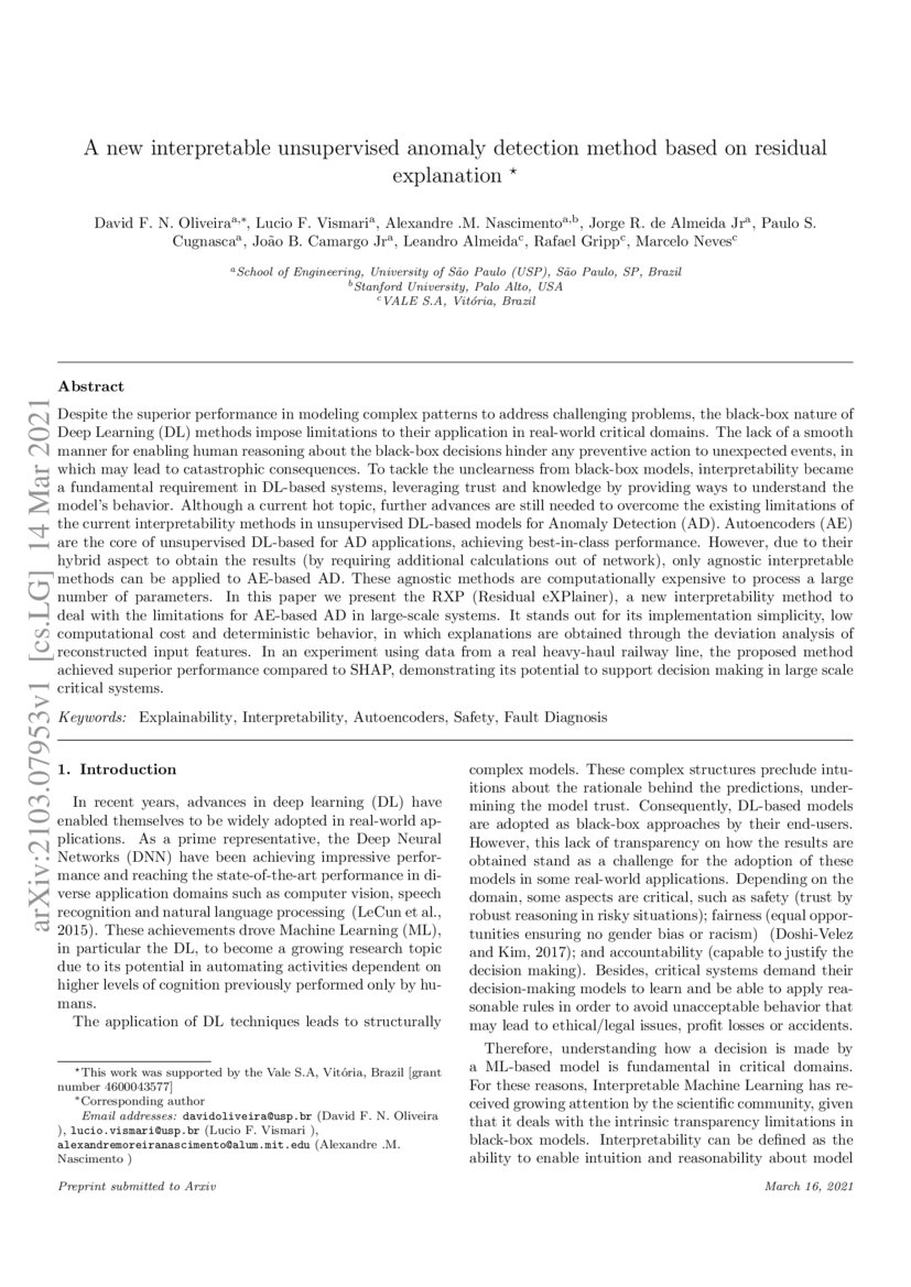 A New Interpretable Unsupervised Anomaly Detection Method Based On