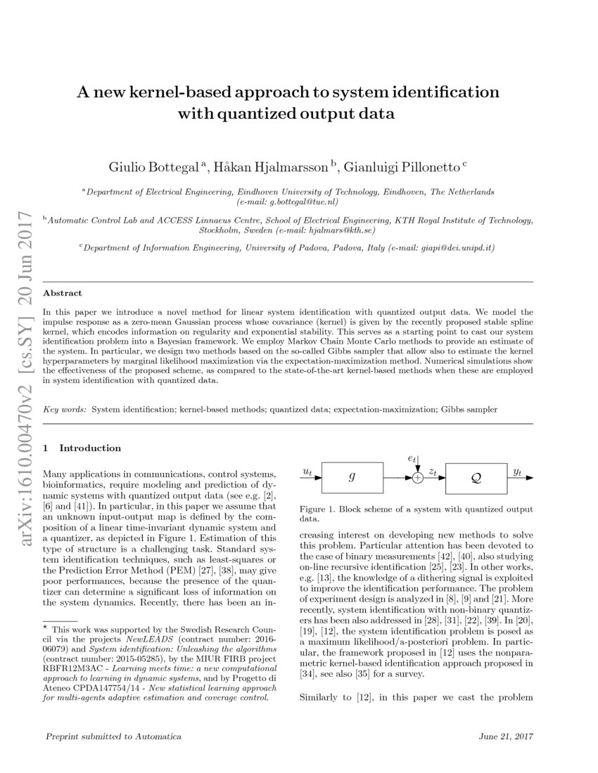 A new kernel-based approach to system identification with quantized output data | DeepAI