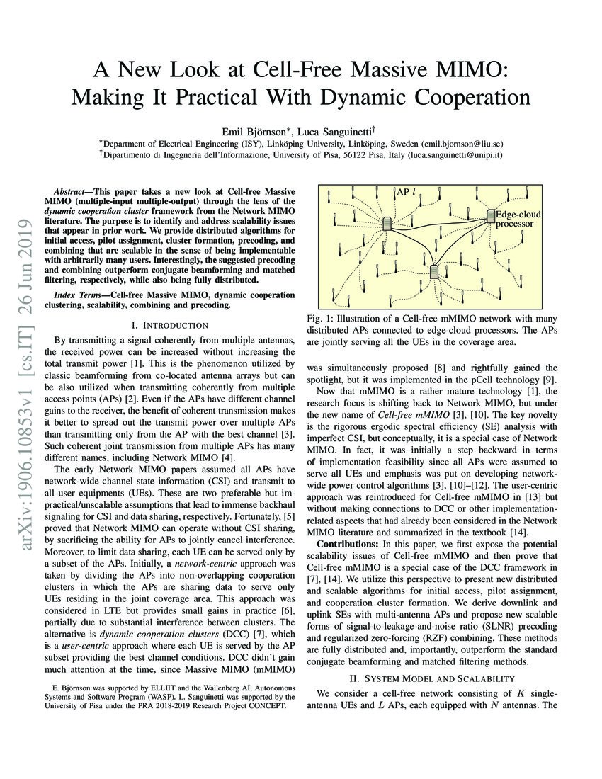 A New Look at Cell-Free Massive MIMO: Making It Practical With Dynamic Cooperation | DeepAI