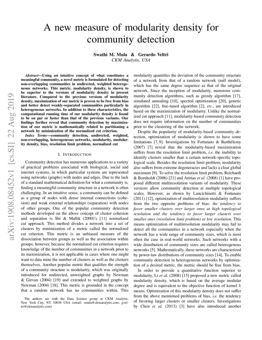 A New Measure Of Modularity Density For Community Detection Deepai