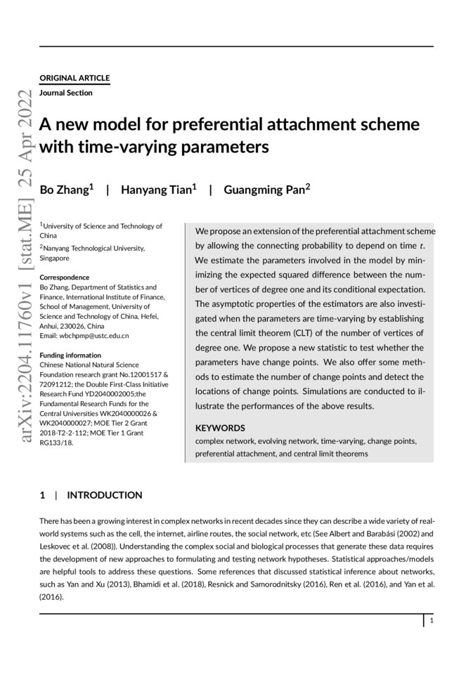 A new model for preferential attachment scheme with time-varying ...