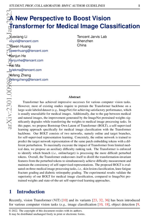 A New Perspective to Boost Vision Transformer for Medical Image ...