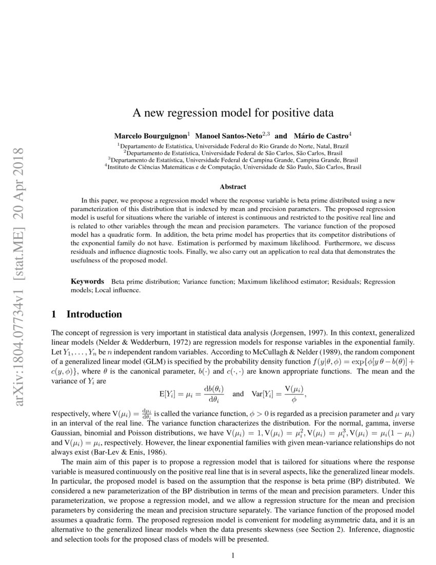 A New Regression Model For Positive Data Deepai