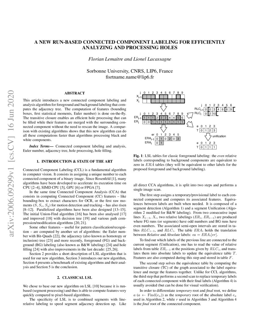 A New Run-based Connected Component Labeling for Efficiently Analyzing and Processing Holes | DeepAI