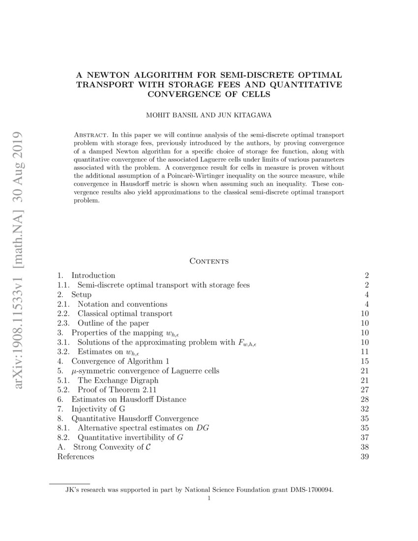 A Newton Algorithm For Semi Discrete Optimal Transport With Storage Fees And Quantitative