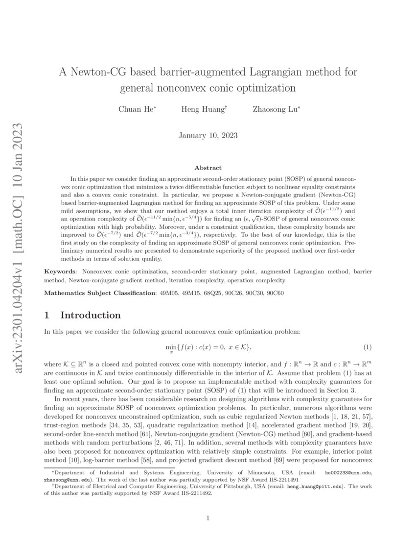 A Newton Cg Based Barrier Augmented Lagrangian Method For General Nonconvex Conic Optimization