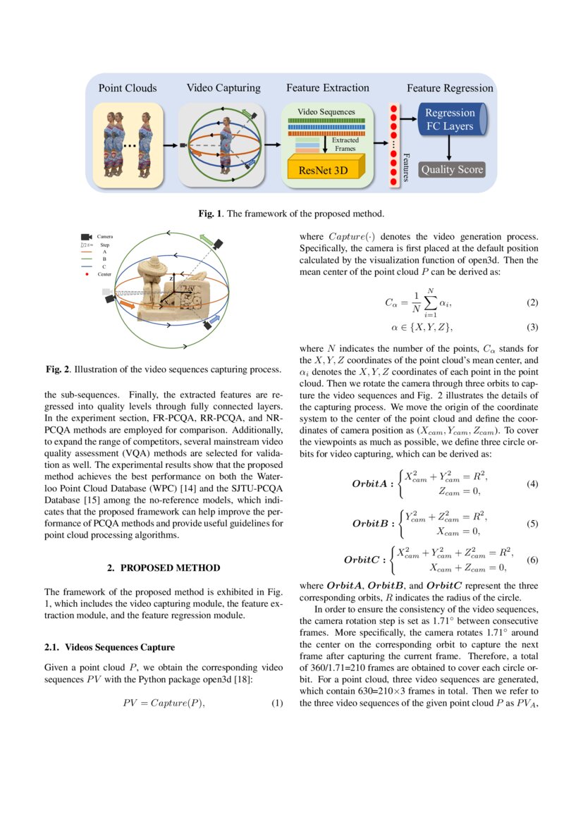 A No-reference Quality Assessment Metric for Point Cloud Based on Captured Video Sequences | DeepAI