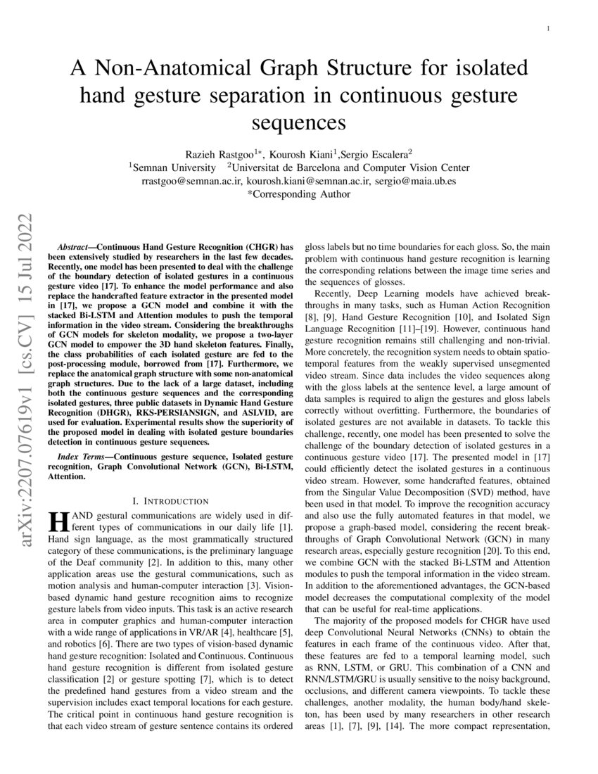 A Non-Anatomical Graph Structure for isolated hand gesture separation ...