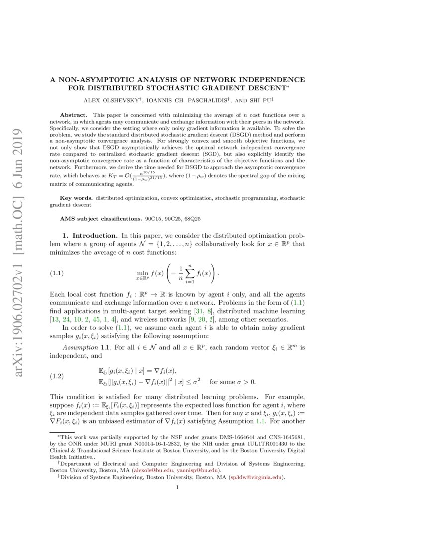 A Non-Asymptotic Analysis of Network Independence for Distributed ... A Non-Asymptotic Analysis of Network Independence for Distributed ...