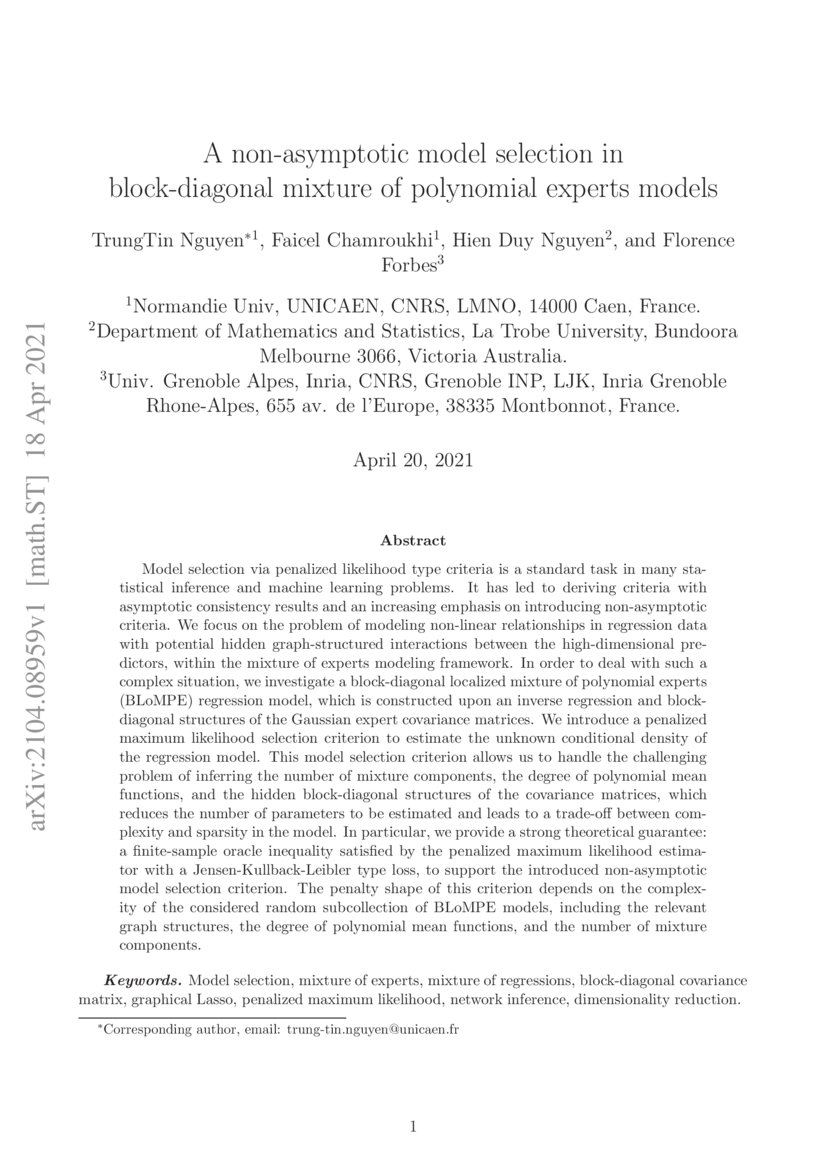 Non-asymptotic model selection in block-diagonal mixture of polynomial experts models | DeepAI