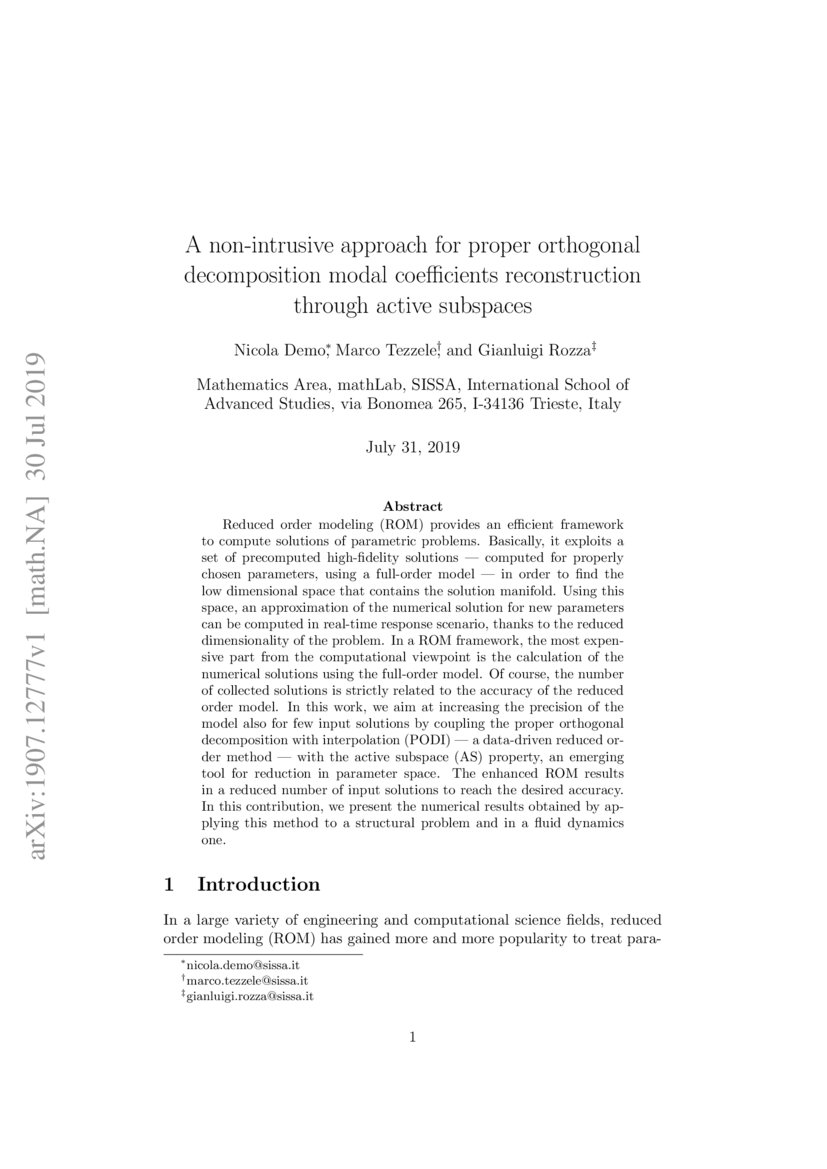 A Non Intrusive Approach For Proper Orthogonal Decomposition Modal