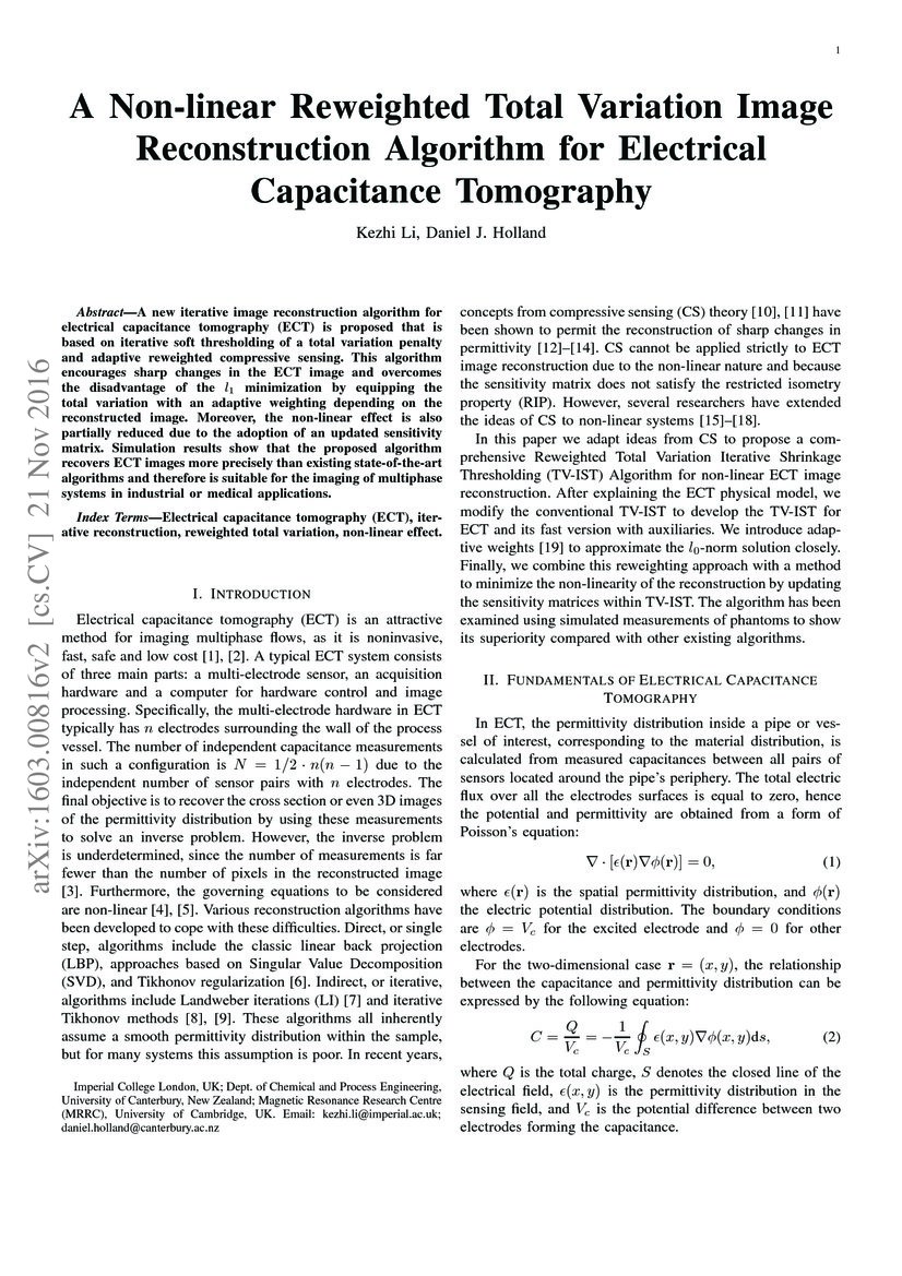 A Nonlinear Weighted Total Variation Image Reconstruction Algorithm For