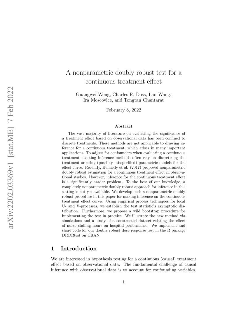 A Nonparametric Doubly Robust Test For A Continuous Treatment Effect