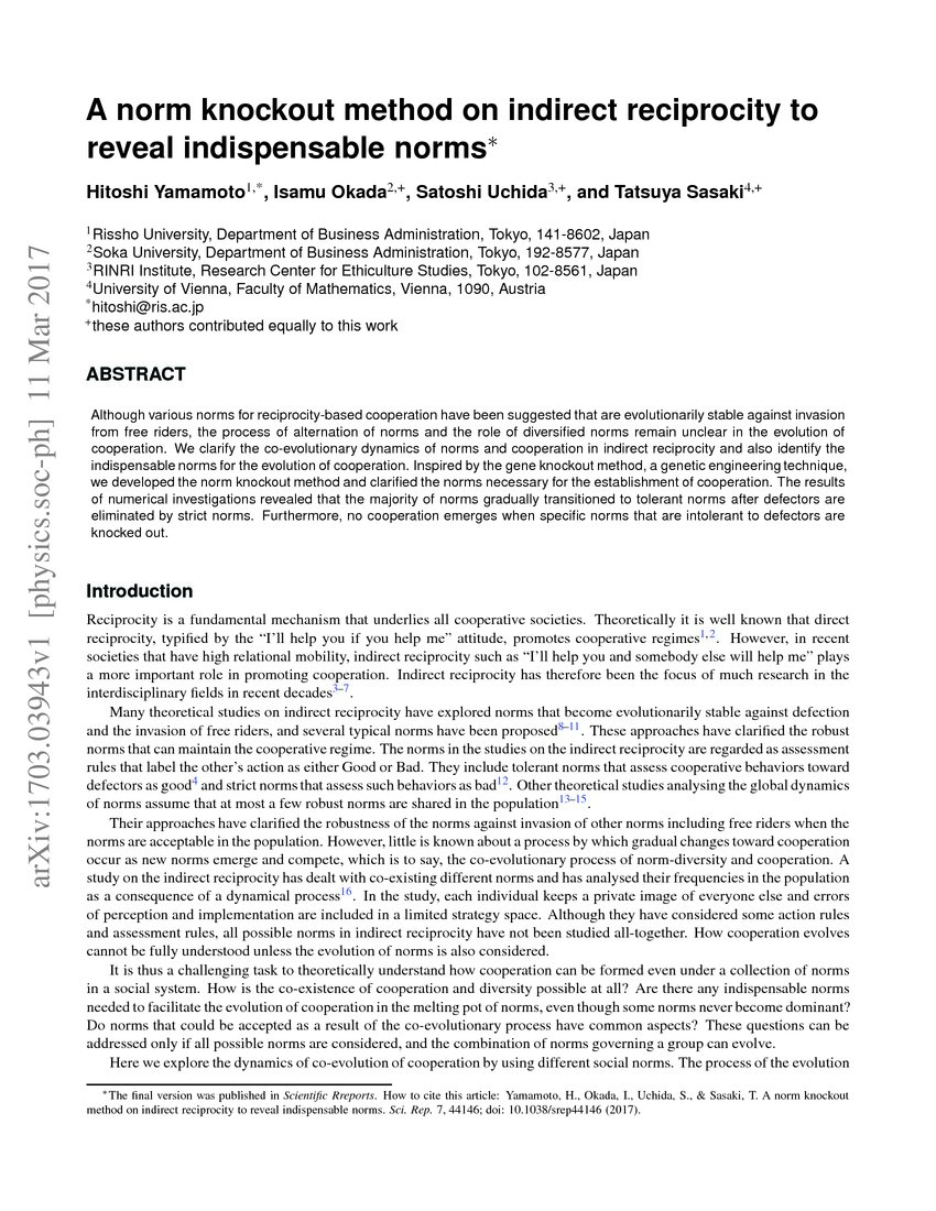 A norm knockout method on indirect reciprocity to reveal indispensable ...
