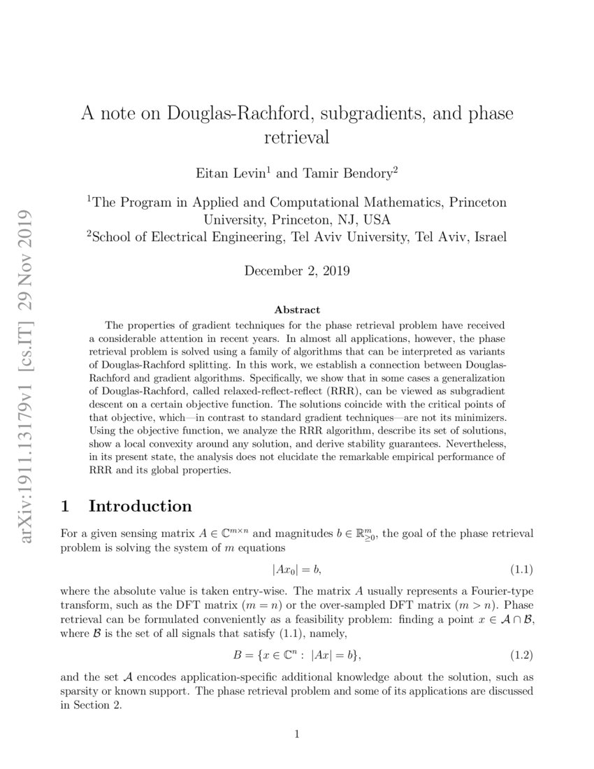 A note on Douglas-Rachford, subgradients, and phase retrieval | DeepAI