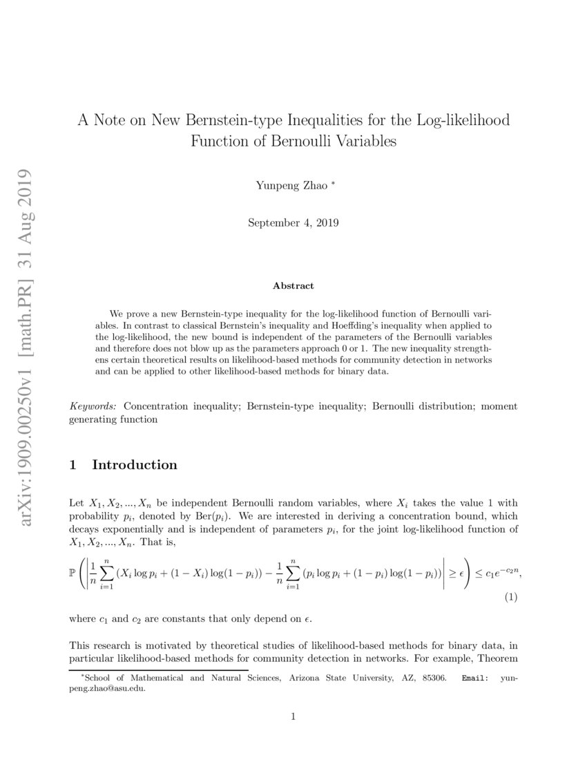 A Note On New Bernstein Type Inequalities For The Log Likelihood