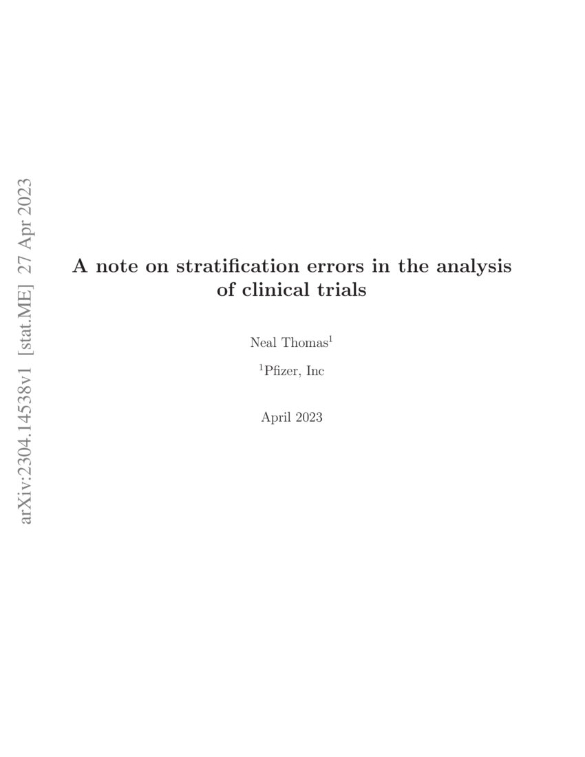 A note on stratification errors in the analysis of clinical trials | DeepAI