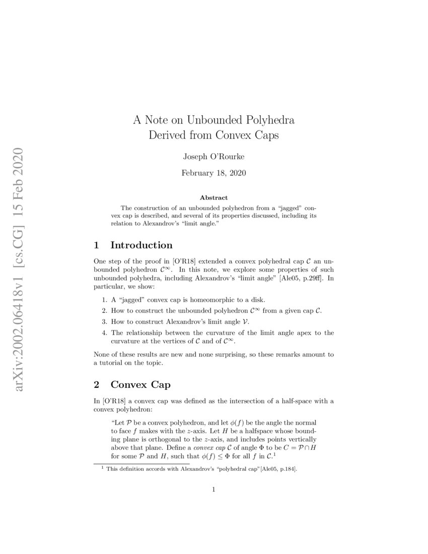 A Note on Unbounded Polyhedra Derived from Convex Caps | DeepAI