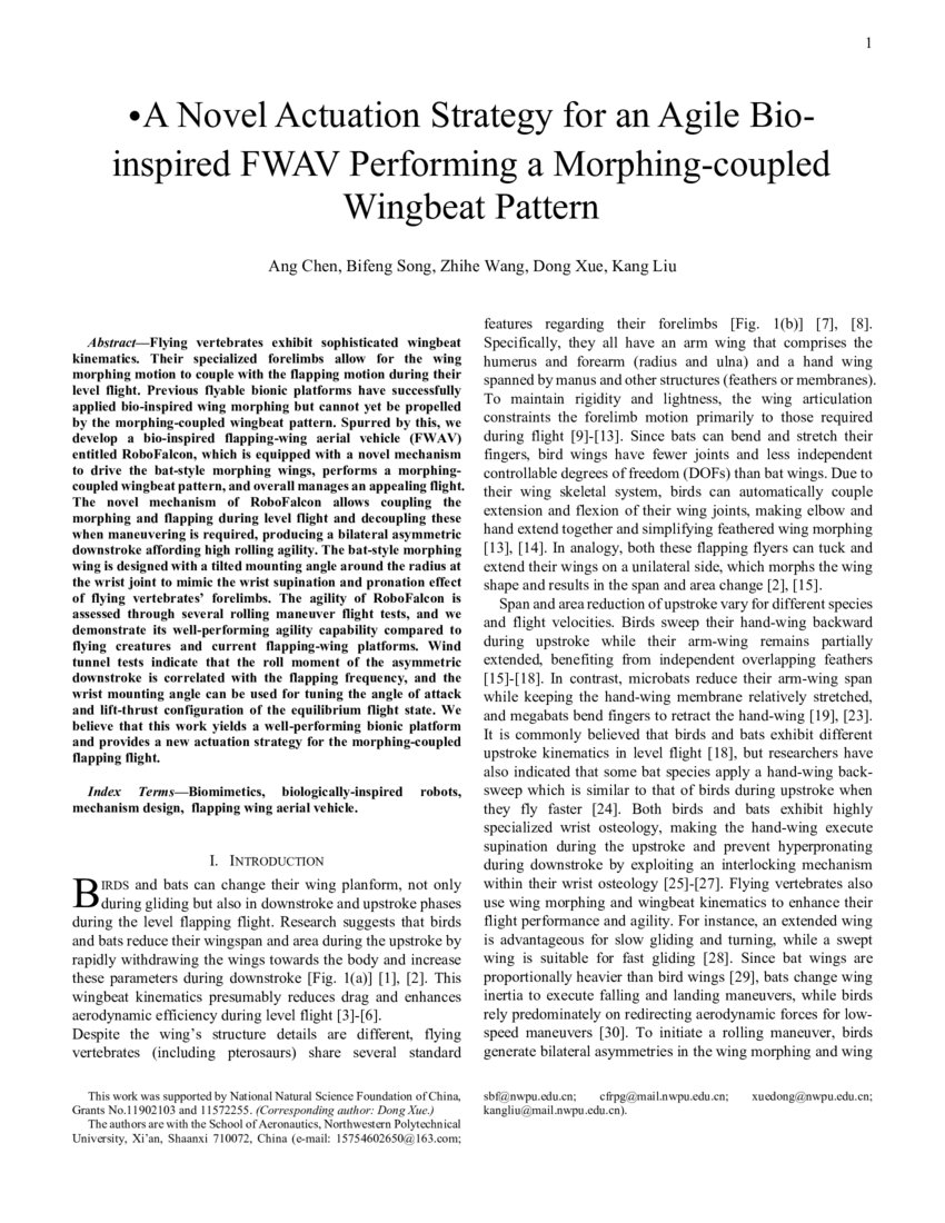 A Novel Actuation Strategy for an Agile Bio-inspired FWAV Performing a ...