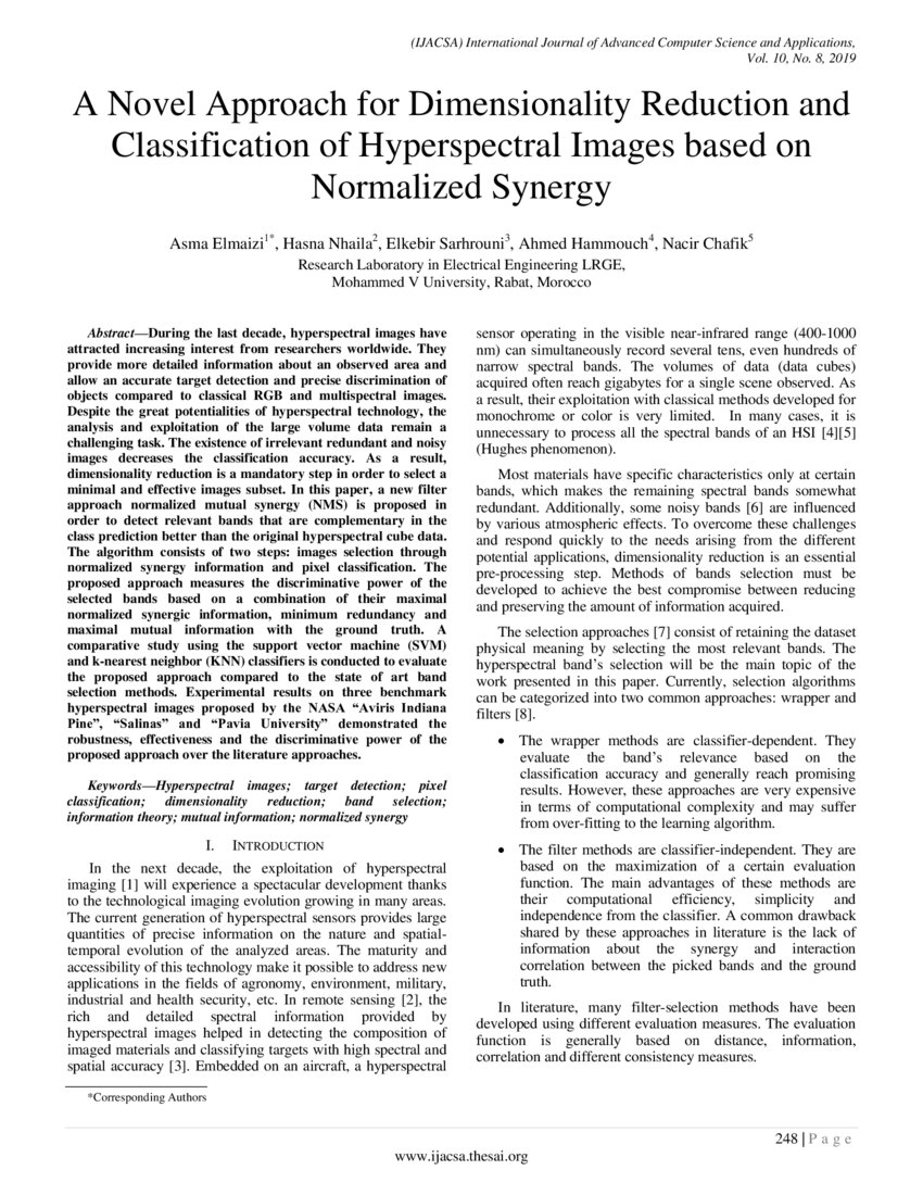 A Novel Approach For Dimensionality Reduction And Classification Of
