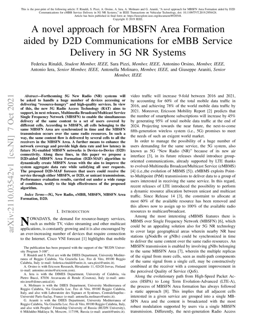 A novel approach for MBSFN Area Formation aided by D2D Communications ...