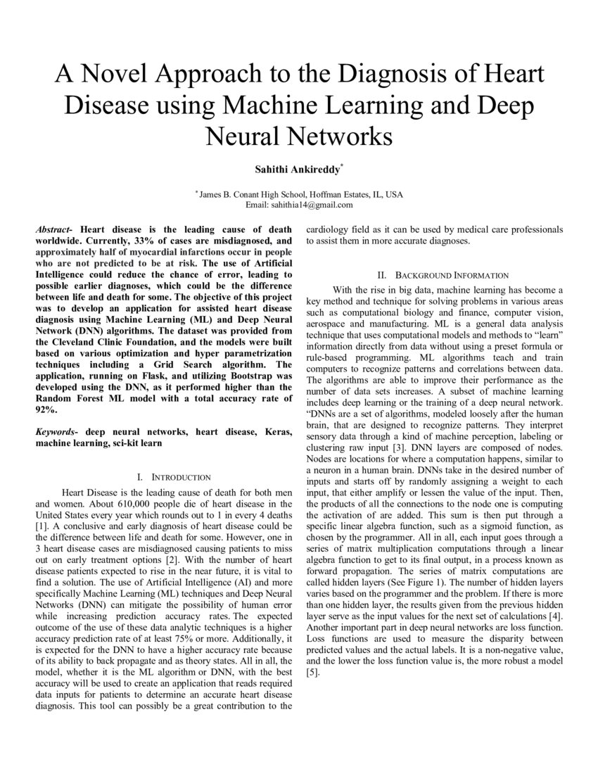 A Novel Approach to the Diagnosis of Heart Disease using Machine ...
