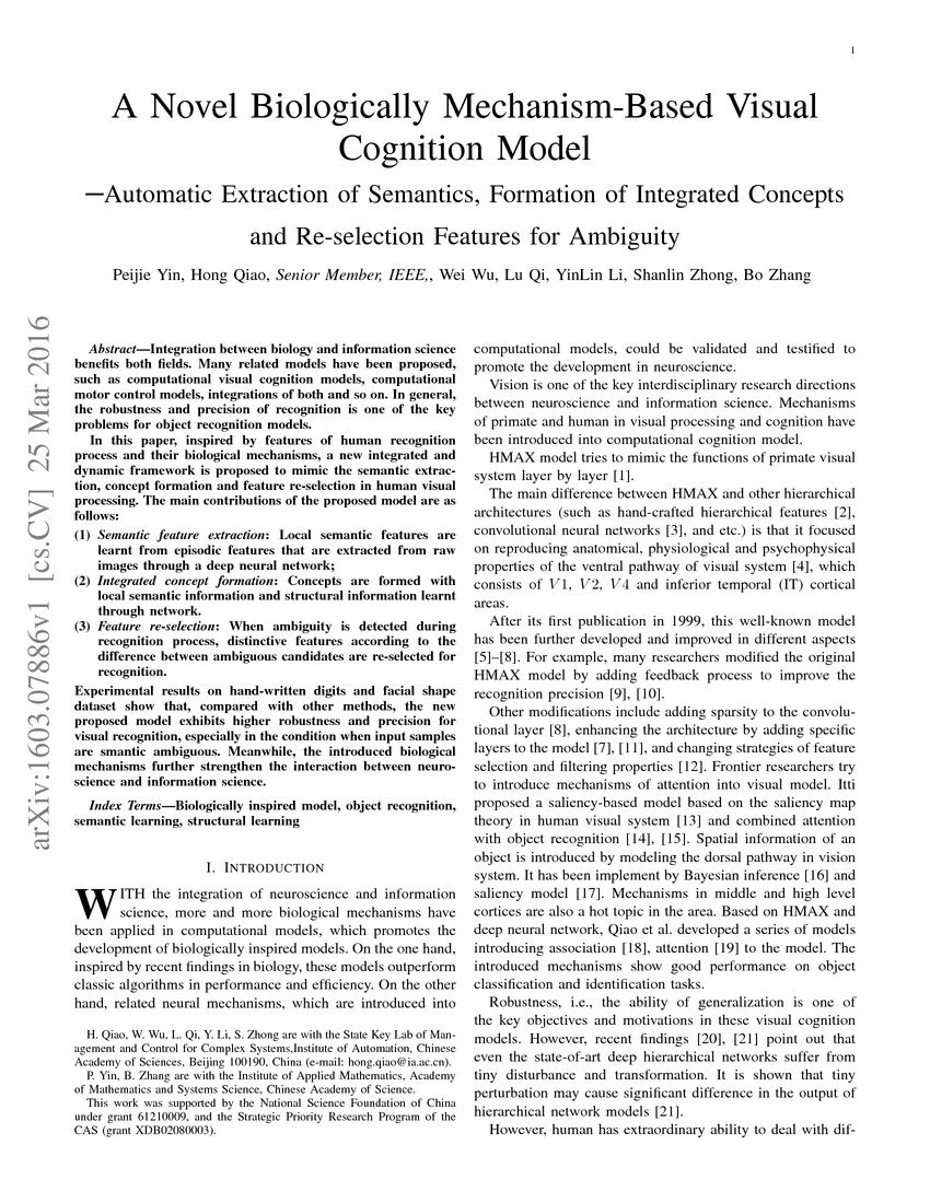 A Novel Biologically Mechanism-Based Visual Cognition Model--Automatic ...