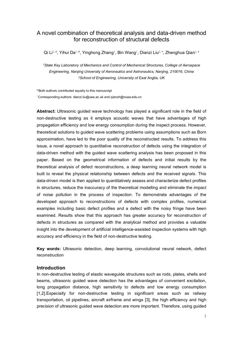 A Novel Combination Of Theoretical Analysis And Data Driven Method For