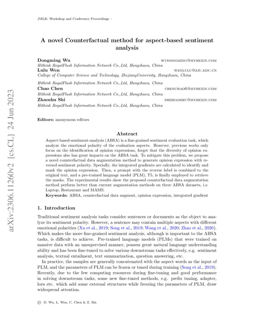 A Novel Counterfactual Method For Aspect Based Sentiment Analysis Deepai