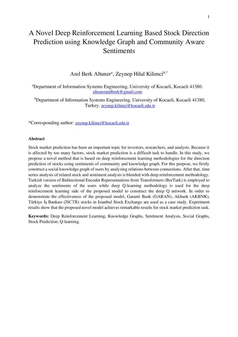 A Novel Deep Reinforcement Learning Based Stock Direction Prediction ...