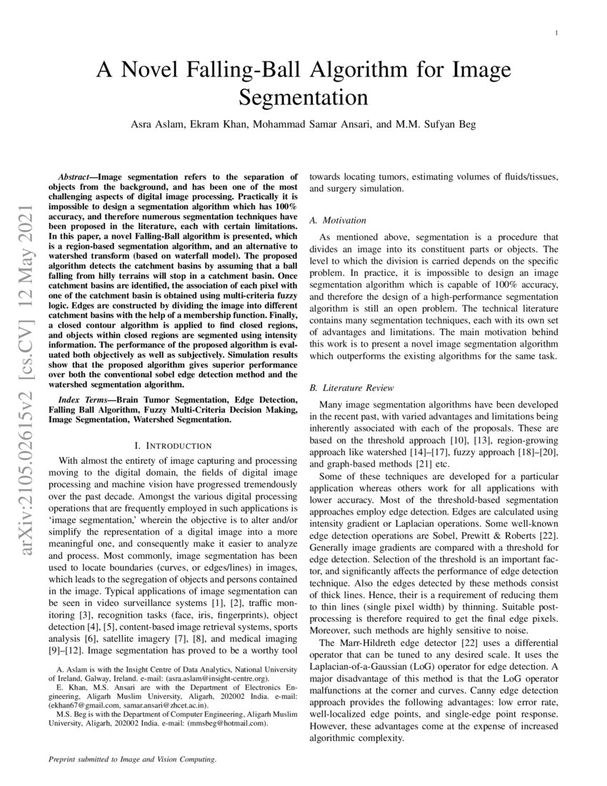 A Novel Falling-Ball Algorithm for Image Segmentation | DeepAI