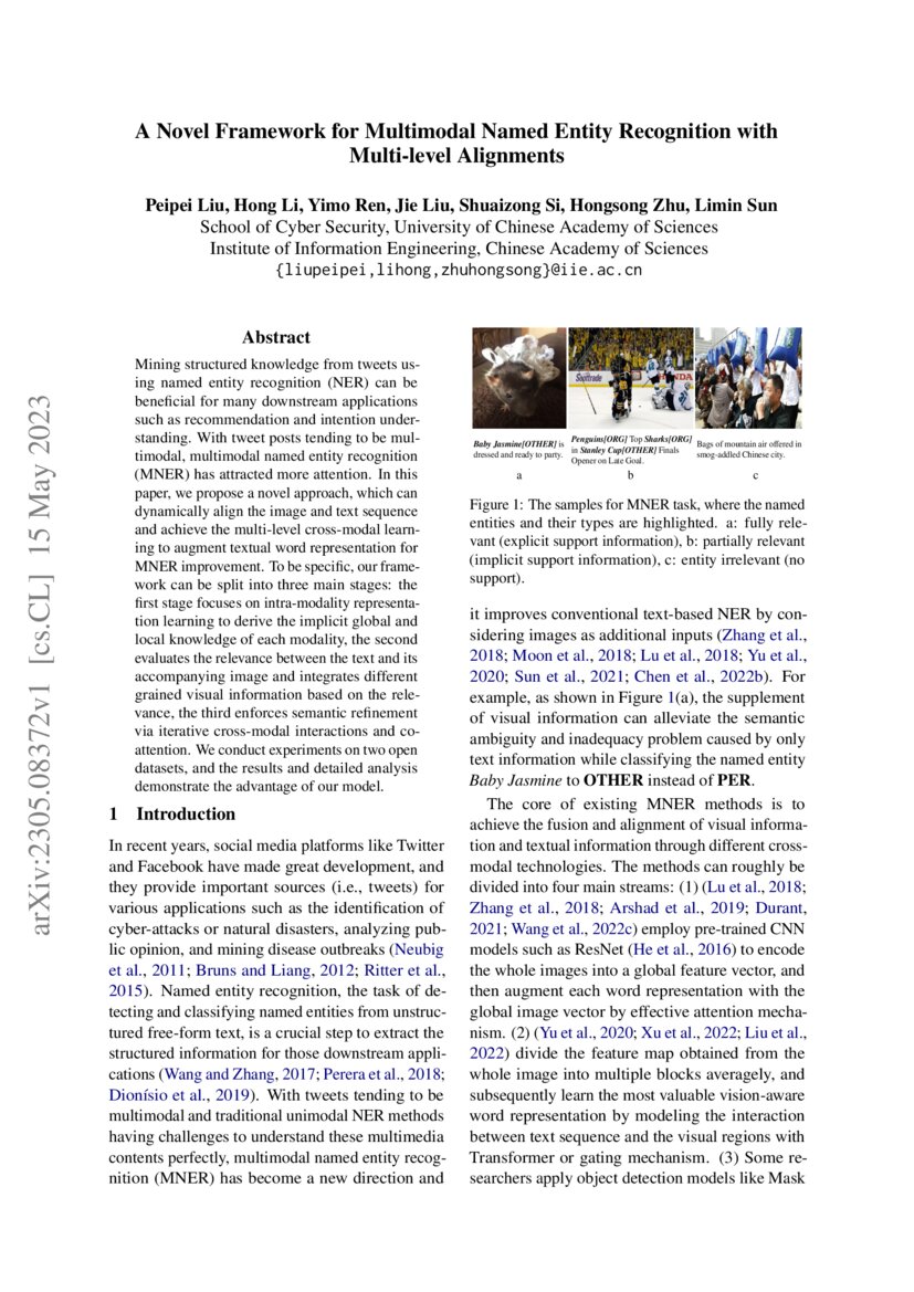 A Novel Framework For Multimodal Named Entity Recognition With Multi Level Alignments Deepai