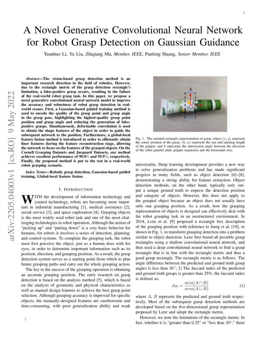 A Novel Generative Convolutional Neural Network for Robot Grasp Detection on Gaussian Guidance ...