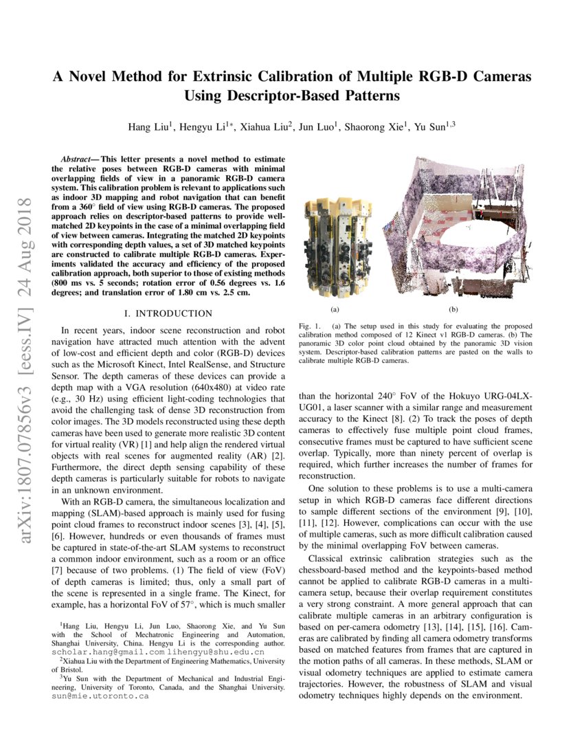 A Novel Method For Extrinsic Calibration Of Multiple Rgb D Cameras Using Descriptor Based 