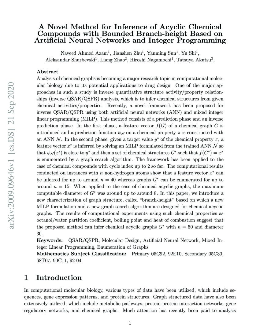 A Novel Method For Inference Of Acyclic Chemical Compounds With Bounded Branch Height Based On