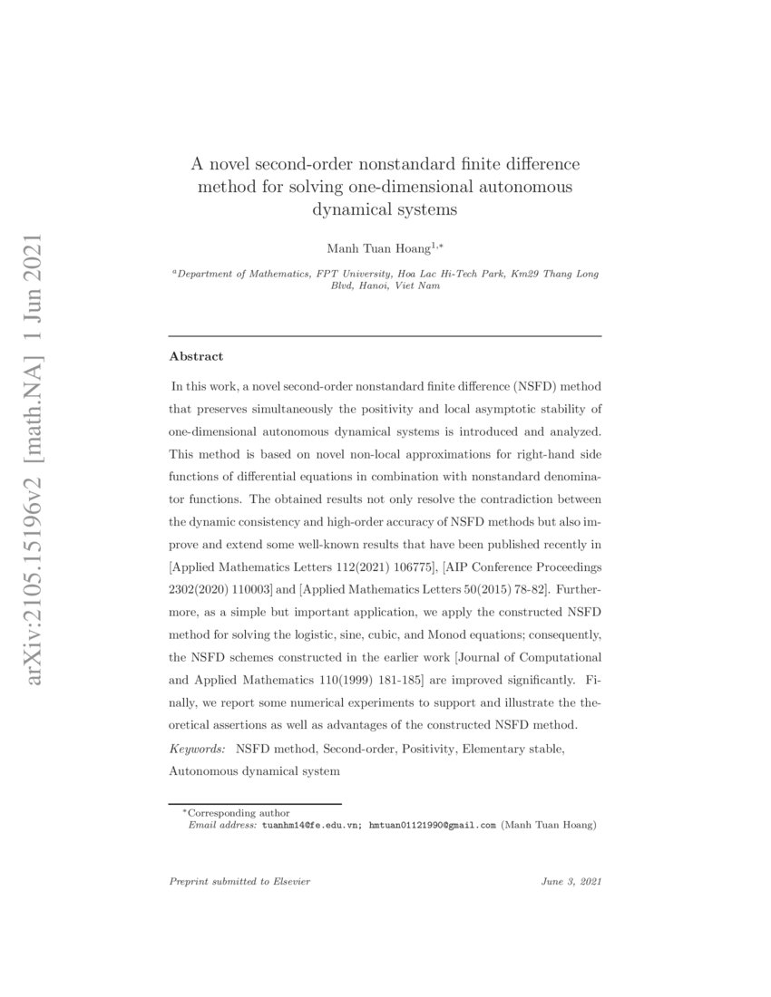 A Novel Second Order Nonstandard Finite Difference Method For Solving One Dimensional Autonomous