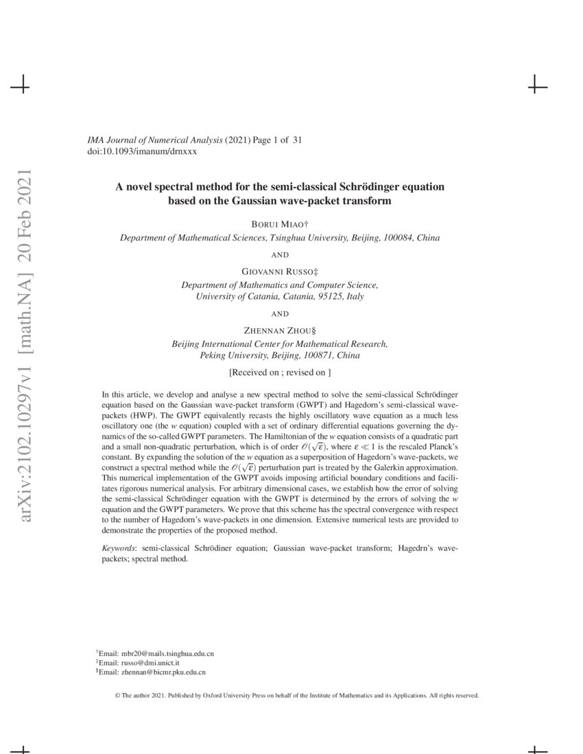 A novel spectral method for the semi-classical Schrödinger equation ...