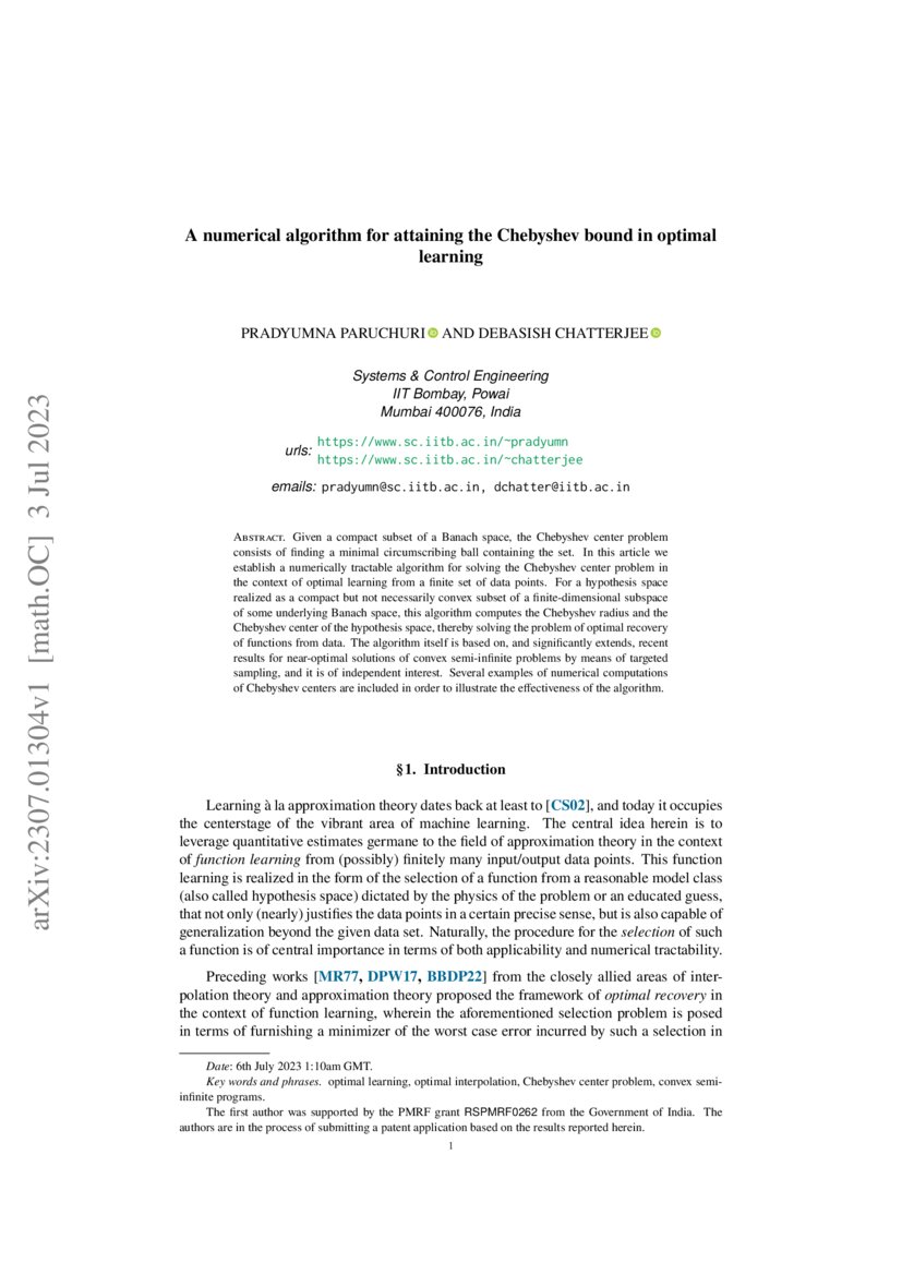A Numerical Algorithm For Attaining The Chebyshev Bound In Optimal Learning Deepai 3024
